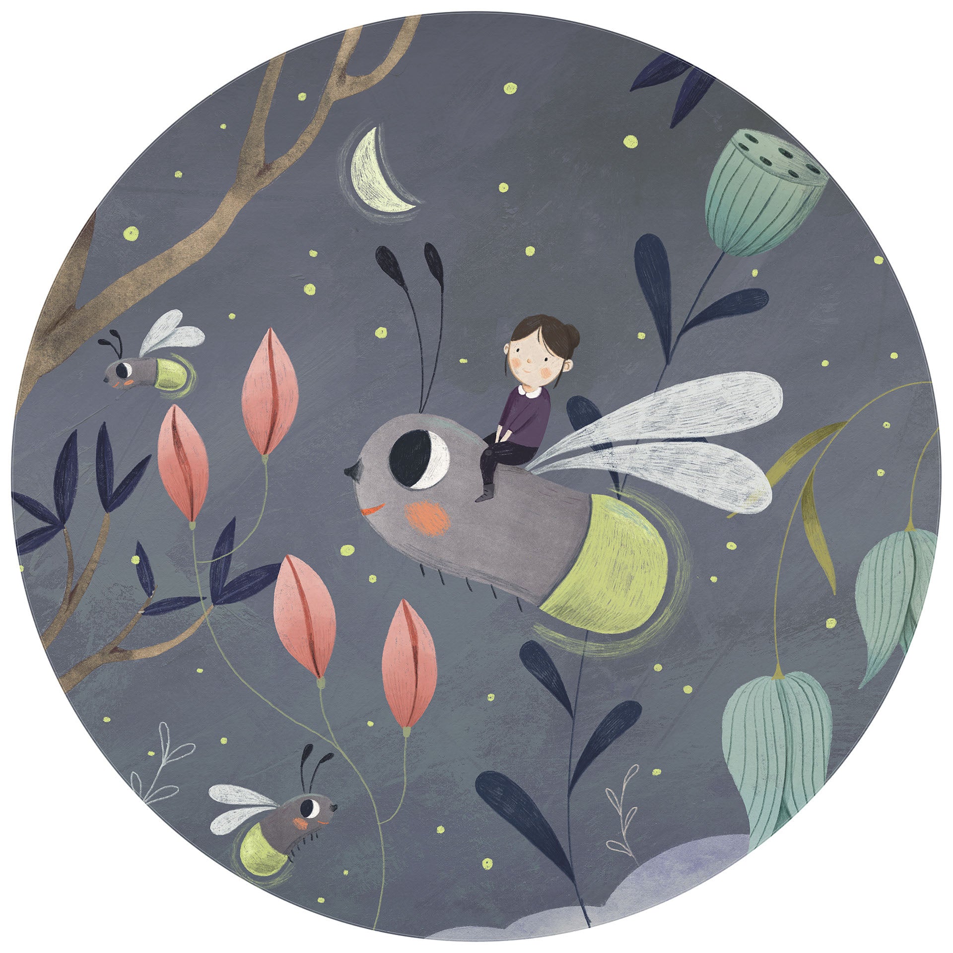 Kids Illustrated Fireflies Wall Mural | Order From Cover Your Wall