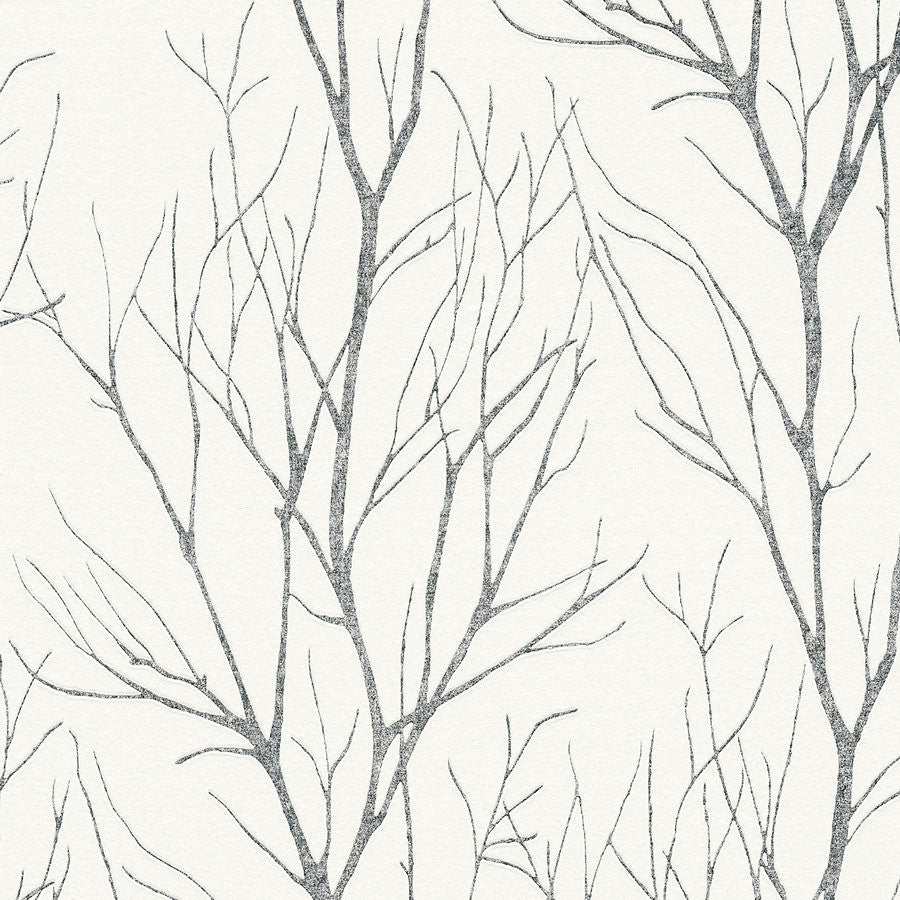 AS Creation blooming white/silver tree wallpaper- 372604