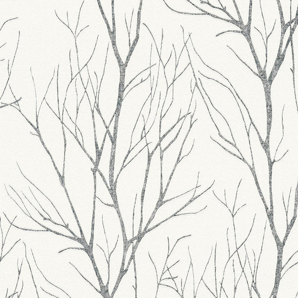 AS Creation blooming white/silver tree wallpaper- 372604